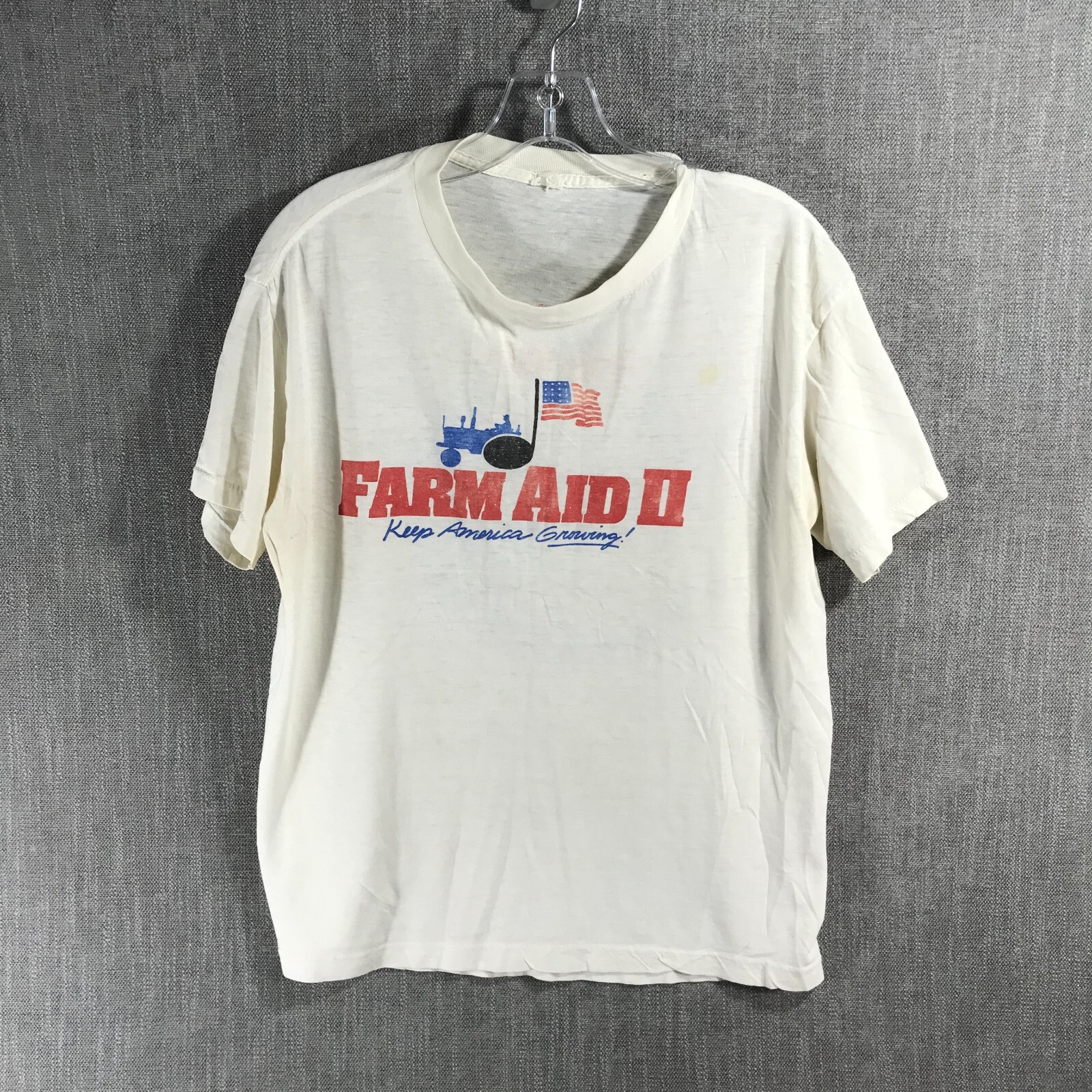 Vintage 1986 Farm Aid Shirt Men's M White Single Stit… - Gem