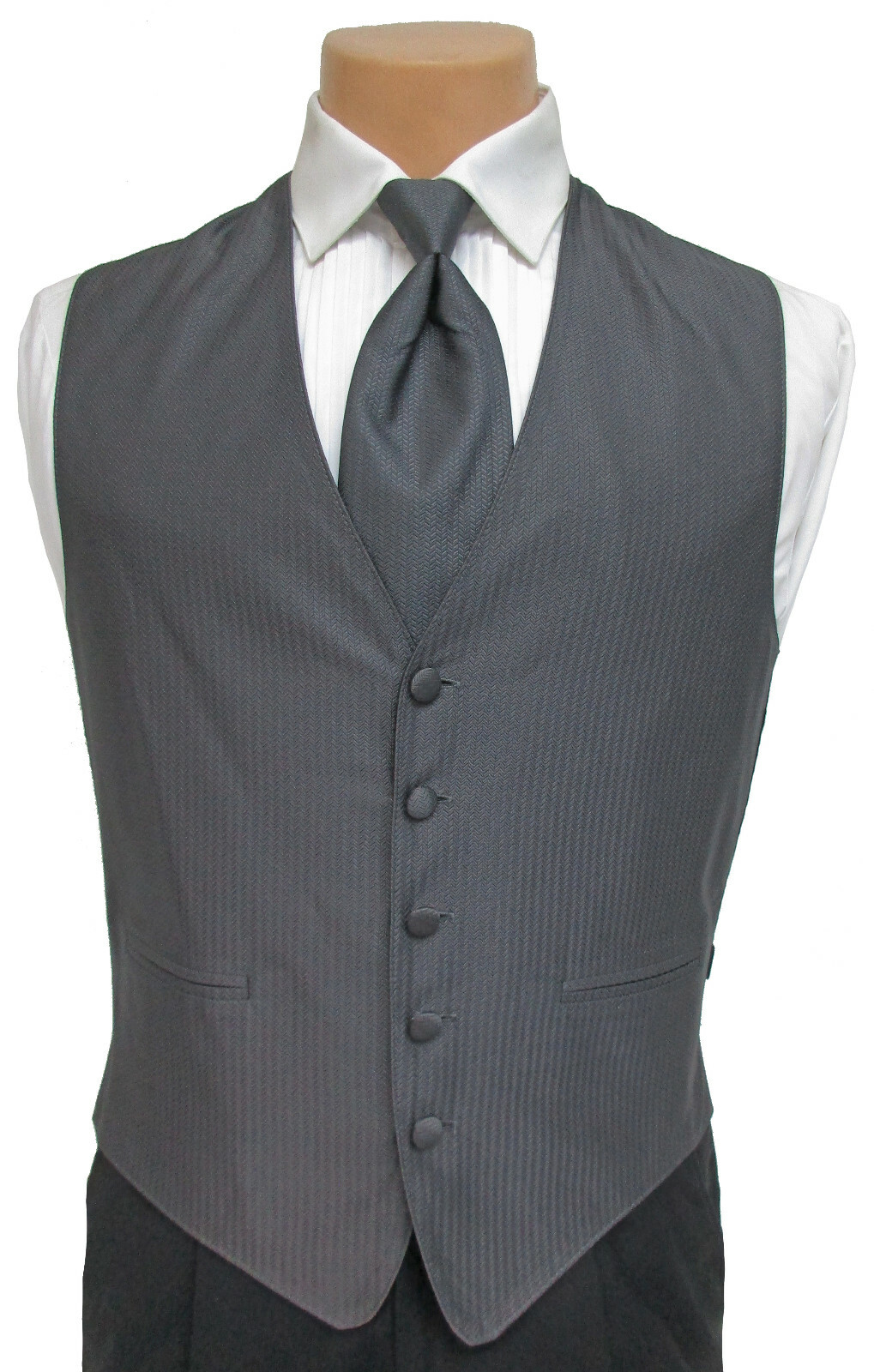 Men's Herringbone Fullback Tuxedo Vest & Tie Red Black White Purple ...