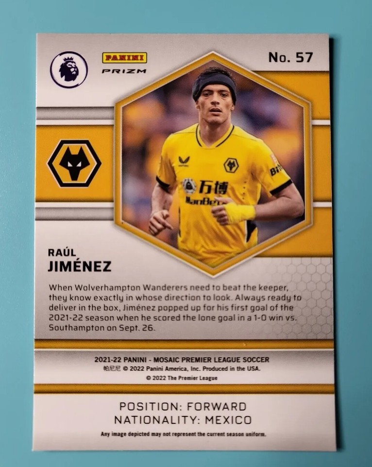 2021-2022 Panini Mosaic EPL RAUL JIMENEZSSP Genesis Prizm ...