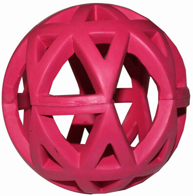 Dog Toy Rubber Holey Ball Pink 3.5" Holee Flexible Rubber Durable ...