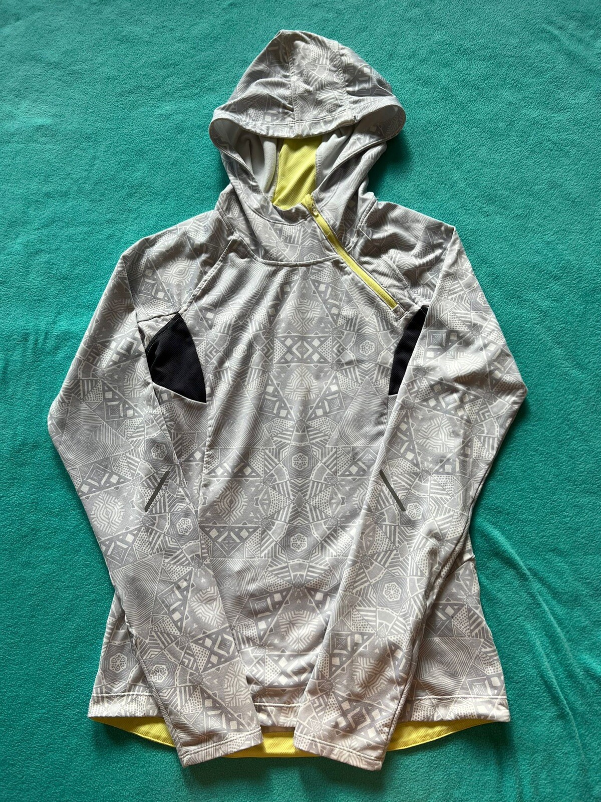 MONDETTA Full Zip Up Long Sleeve Gray/ Yellow Hooded Jacket Women's ...