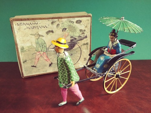 Rare 1920's Lehmann EPL 773 Masuyama Tin Wind-up Rickshaw Tinplate w ...