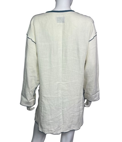 Xiao Women's S White Blue Linen Lagenlook Artsy Art To Wear Asian Tunic ...