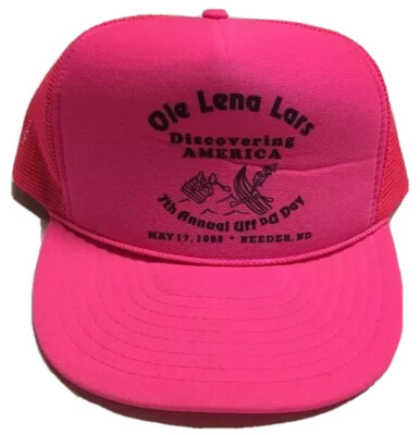 Vtg Ole Lena Lars Trucker Hat Reeder North Dakota Cap Uff Da Days Neon ...