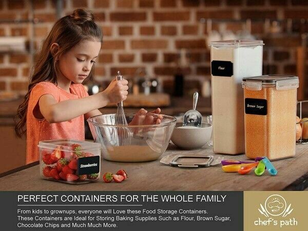 Chef's Path Food Storage Container Set 24 Piece Airtight Plastic ...