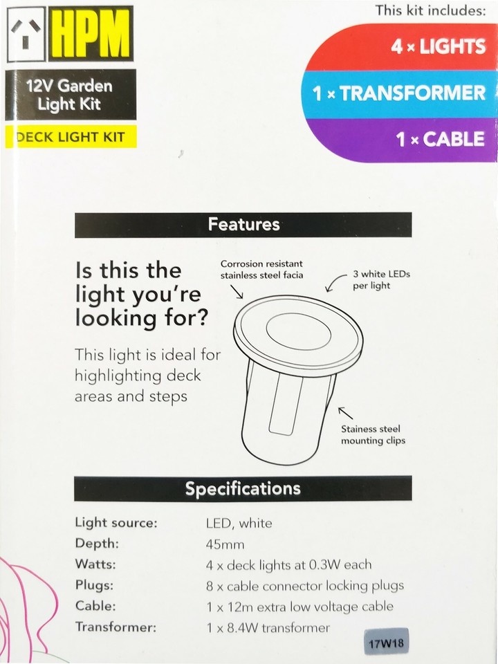 4 Piece Round LED Deck & Step Light Kit DIY Stainless Steel White HPM ...