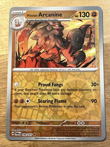 Arcanine - 100/167 - Reverse Holo - Twilight Masquerade - Pokemon Card ...