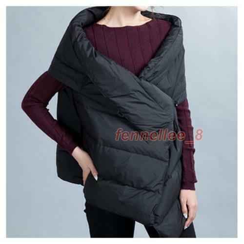 Women Down Cotton Vest Jacket Winter Oversize Casual Cape Parka Poncho ...