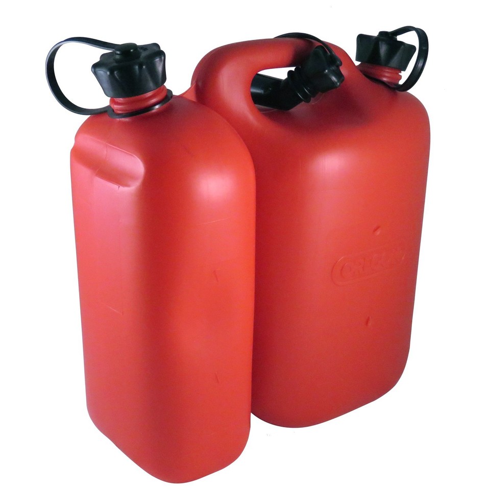 CLEAR or RED PROFESSIONAL COMBI CAN 5 & 3 litre CHAIN OIL PETROL CAN ...