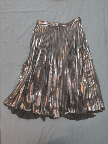 Topshop Metallic Pleated Swishy A Line Silver Party Skirt size 2 | eBay