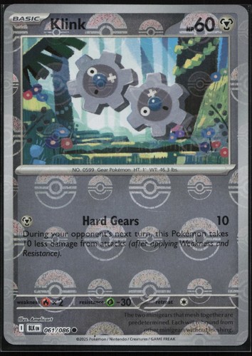 ENGLISH Pokemon - *Klink (Poke Ball Pattern)* - 061/086 - SV: Black ...