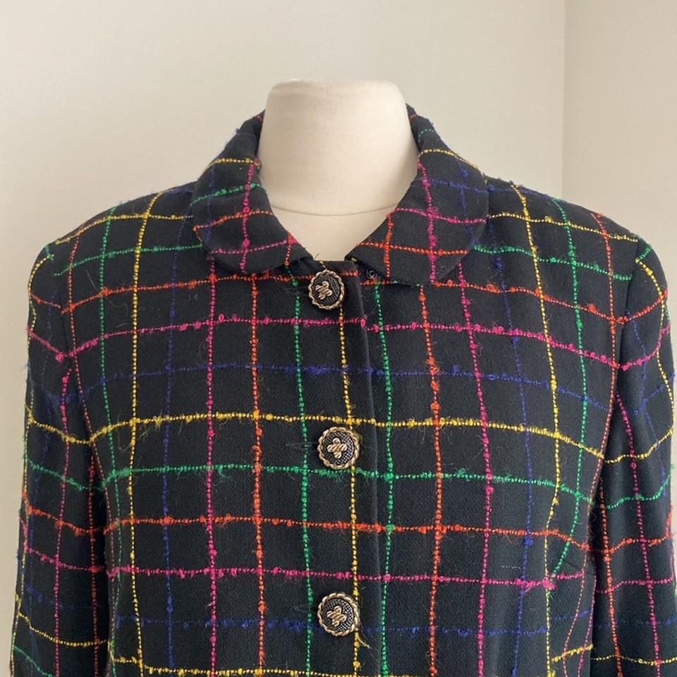 VINTAGE Plaid Cropped Jacket Womens Sz 14 Multicolor Kristinn Steinarr ...