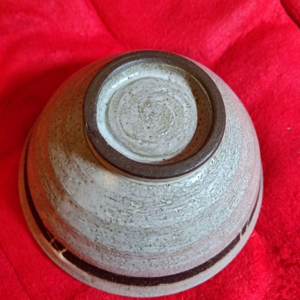 Price reduction Pottery Matcha tea bowl Black line pattern on white ...