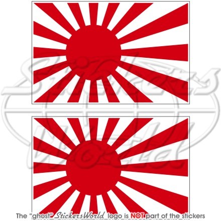JAPAN Japanese Rising Sun Flag 75mm (3") Vinyl Bumper Stickers, Decals ...