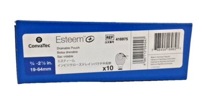 10 Convatec 416975 Esteem® 1-Pc Filtered Pouch 3/4 to 2½" Flange Exp ...