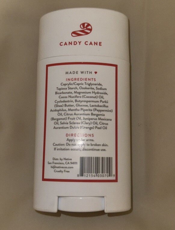 Native Deodorant Candy Cane Scent, Aluminum & Paraben Free 2.65 oz | eBay