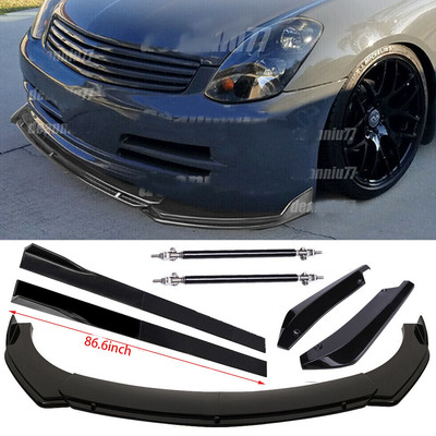 Front Bumper Lip Spoiler + Side Skirts + Rear Lip For Infiniti G35 G37 ...
