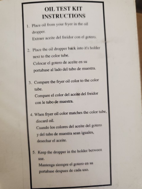 Filtercorp Fryer Oil Test Kit Two Color Visual Guide With Eye Dropper ...