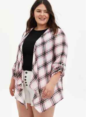 NEW Torrid GAUZE ROLL TAB SLEEVE 3RD PIECE Top PLUS SIZE 1 | eBay