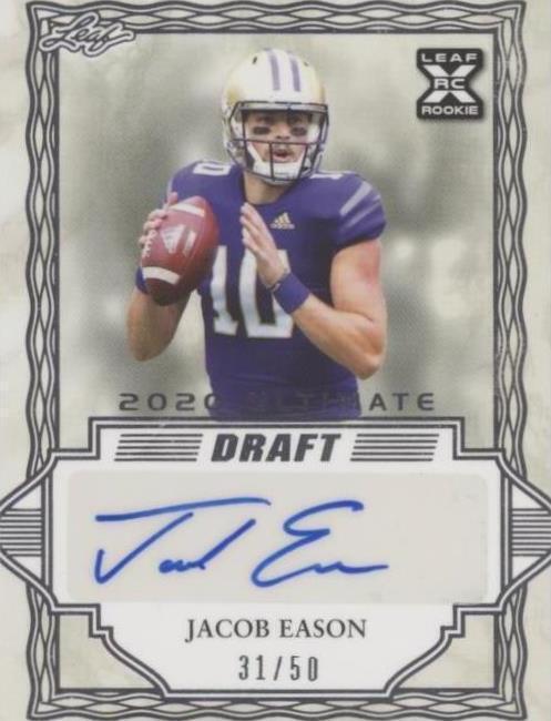 2020 Leaf Ultimate Draft - Jacob Eason #BA-JE1 /50 (AU, RC) for sale ...