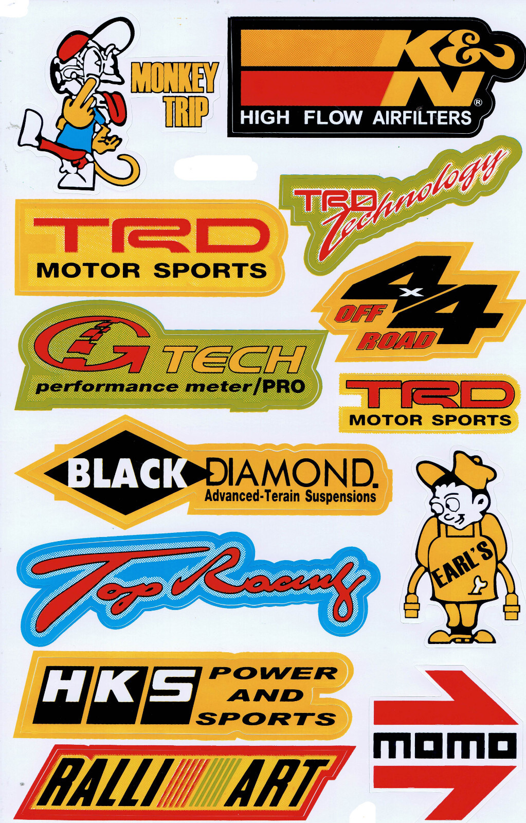 Sponsor Logo Sticker Sheet Motocross Car, Motorcycle, Skateboard & RC ...
