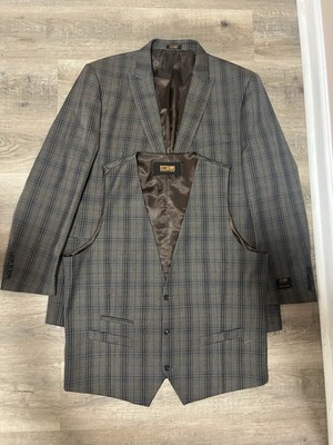 Steven Land 2 Piece Suit Set Men’s 48L Jacket + Vest Classic 100% Wool ...