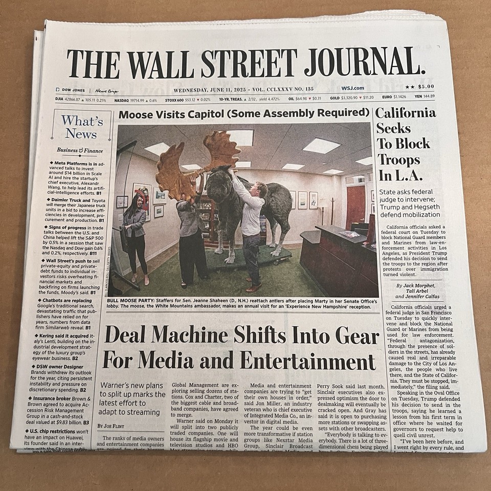 The Wall Street Journal Newspaper LOT/10 June 2 3 4 5 6 7/8 9 10 11 12 ...