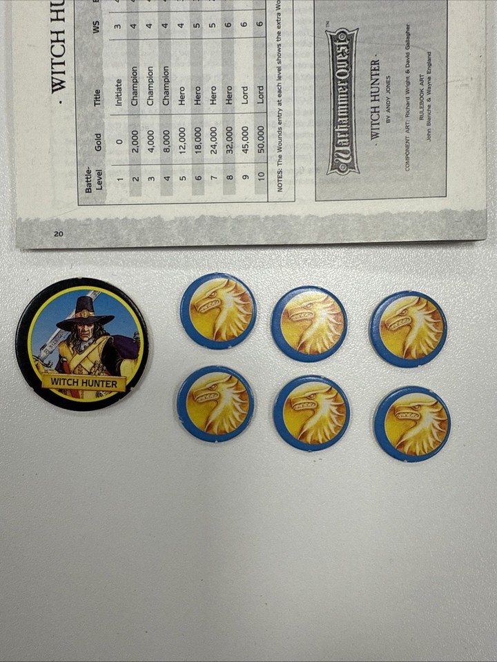 Rare Warhammer Quest 1995 Witch Hunter Complete Games Workshop ...