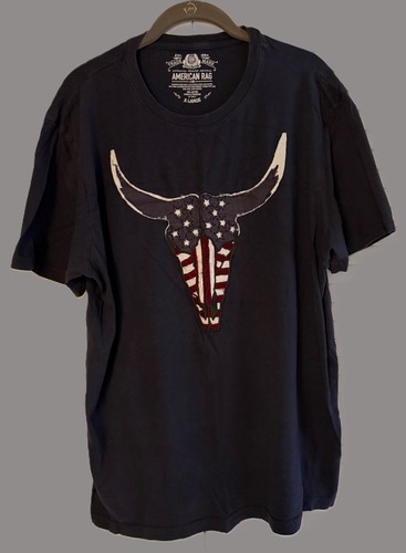 Clearance Price! American Rag Men's Navy T-Shirt w/Distressed Applique ...