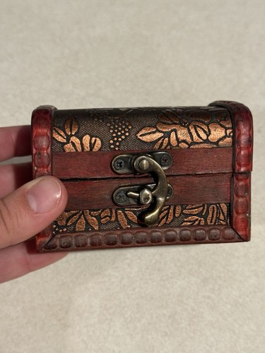 Small Decorative Wood Treasure Chest Trinket Box - Metal Latch | eBay
