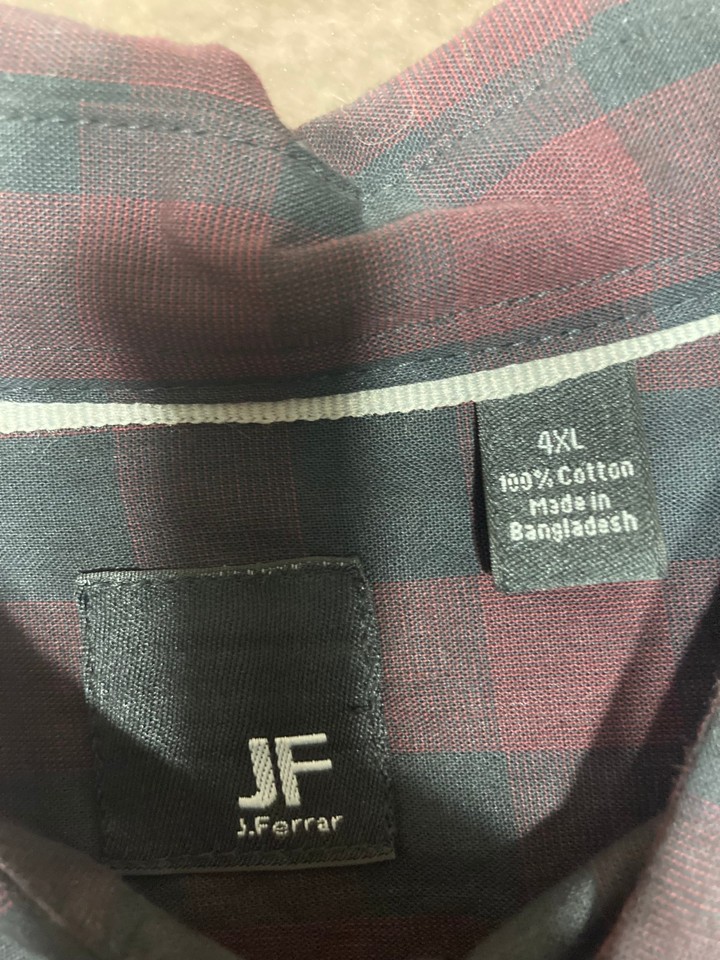 Men's 4XL J. Ferrar Black and Burgandy Button Up Dress Shirt | eBay