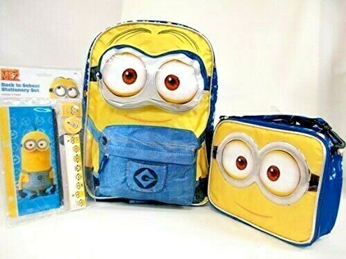 DESPICABLE ME 2 MINION IN OVERALLS 16" BACKPACK&MATCHING LUNCHBOX LUNCH ...