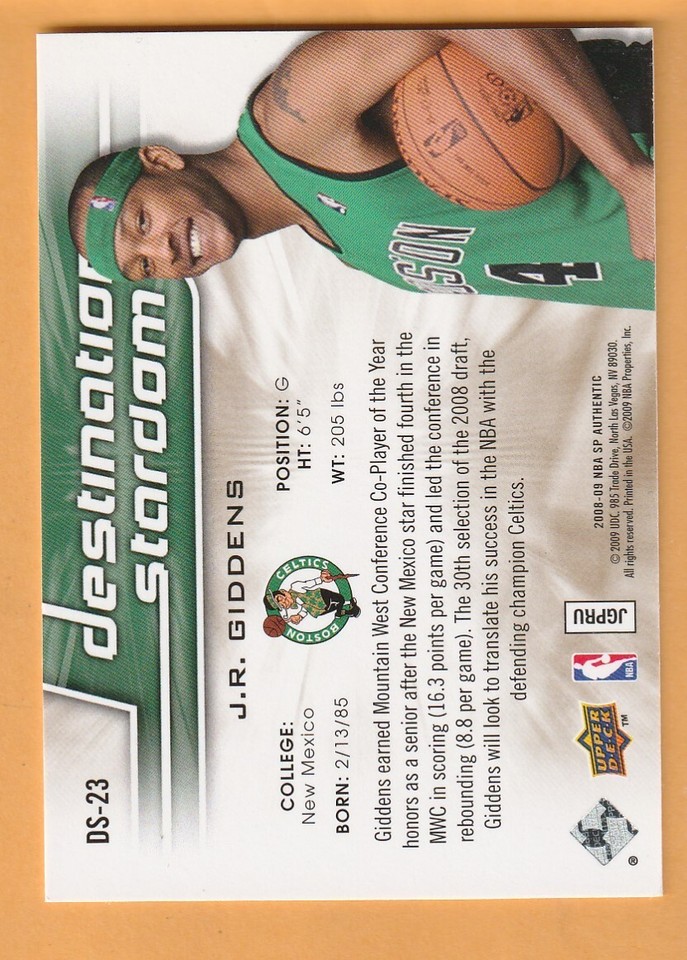 J.R. Giddens Boston Celtics 2008-09 SP Authentic Destination Stardom # ...