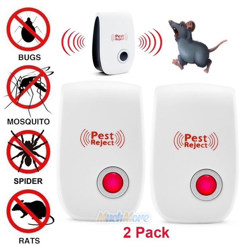 2Pack Pro Pest Reject Ultrasonic Repeller Home Bug Mites Spider ...