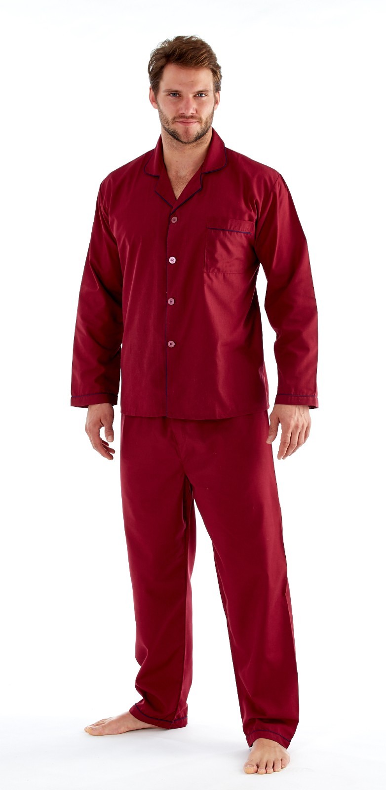 Mens Plain Traditional Woven Pyjamas Set Sleeping Nightwear Pjs M-XXL ...