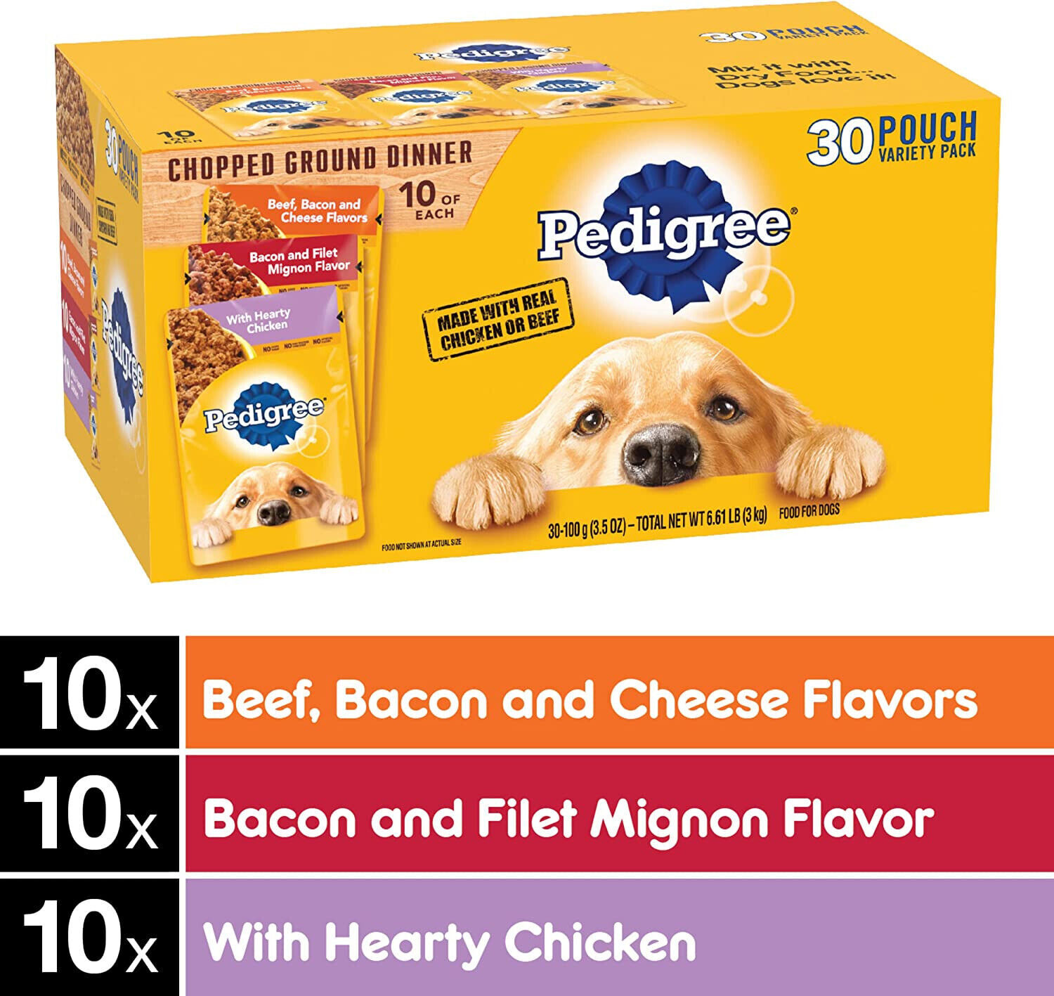 PEDIGREE CHOPPED GROUND DINNER Adult Soft Wet Meaty Dog Food Variety ...