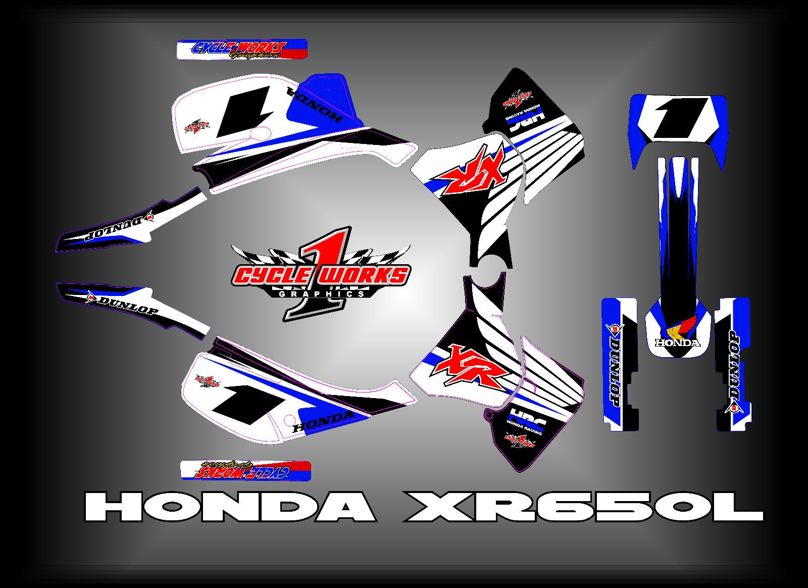 HONDA XR650L XL 650 XR 650L SEMI CUSTOM GRAPHICS KIT POWER WING BLAK | eBay