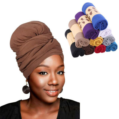 Plain Women Long Scarf Head Wrap Turban Cover Scarves Ladies Headscarf ...