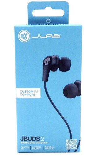 JLab JBuds 2 Signature Earbuds Black Noise Isolation 3 Set Gel Eartips ...