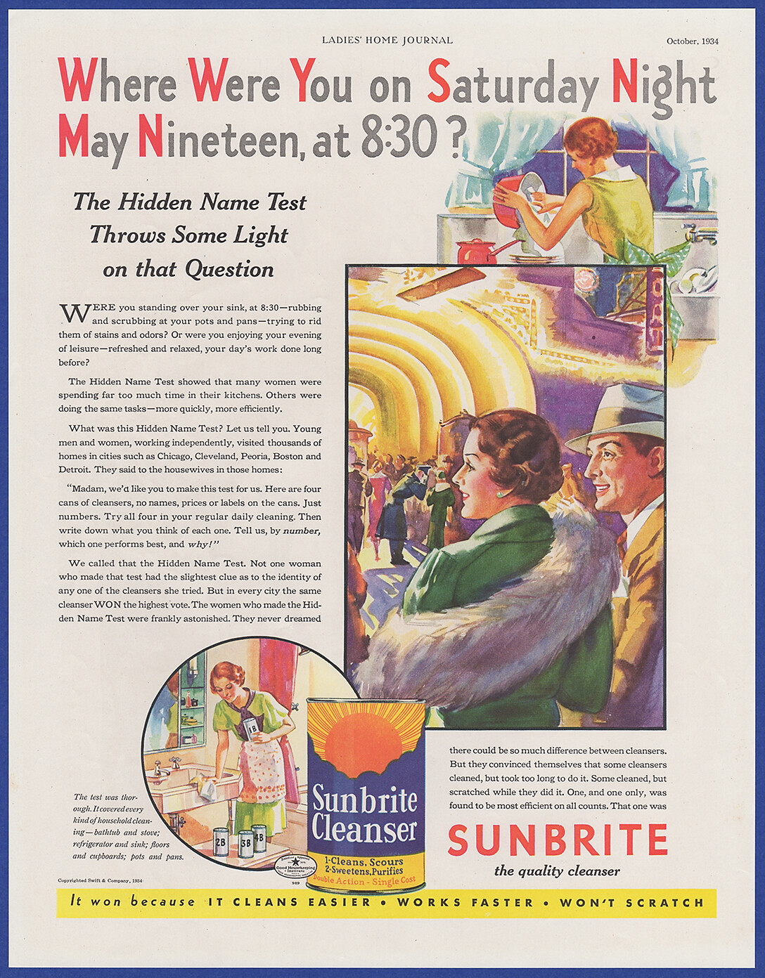 Vintage 1934 SUNBRITE Cleanser Soap Detergent Ephemera 1930's Print Ad ...