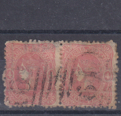 VICTORIA , 1860, SG92 TY9 4d ROSE-PINK, USED PAIR WMK 10 CV £20+ | eBay UK