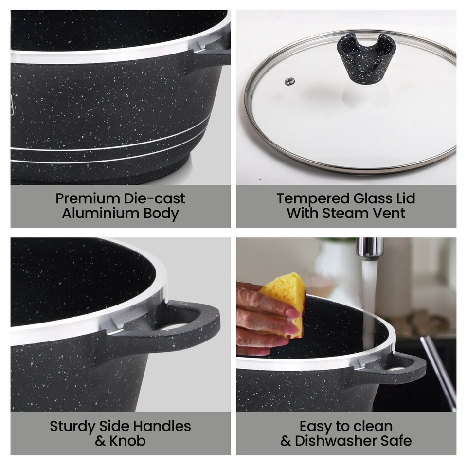 AKH Die Cast Aluminium Non stick Stock pot Induction Hob Stock Pot With ...