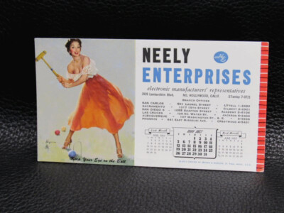 Pinup Girl Calendar Ink Blotter Elvgren Neely Enterprises May 1957 | eBay