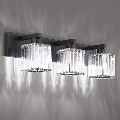 Aipsun Black Vanity Light Bathroom Lighting Fixtures 3-Light Black ...