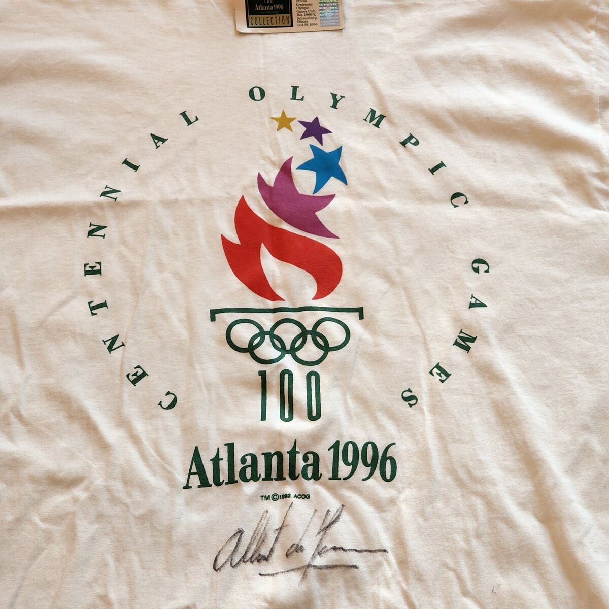 1996 Atlanta Centennial Olympic Games White T-Shirt Single 1996 Atlanta Centennial Olympic Games White T-Shirt Single