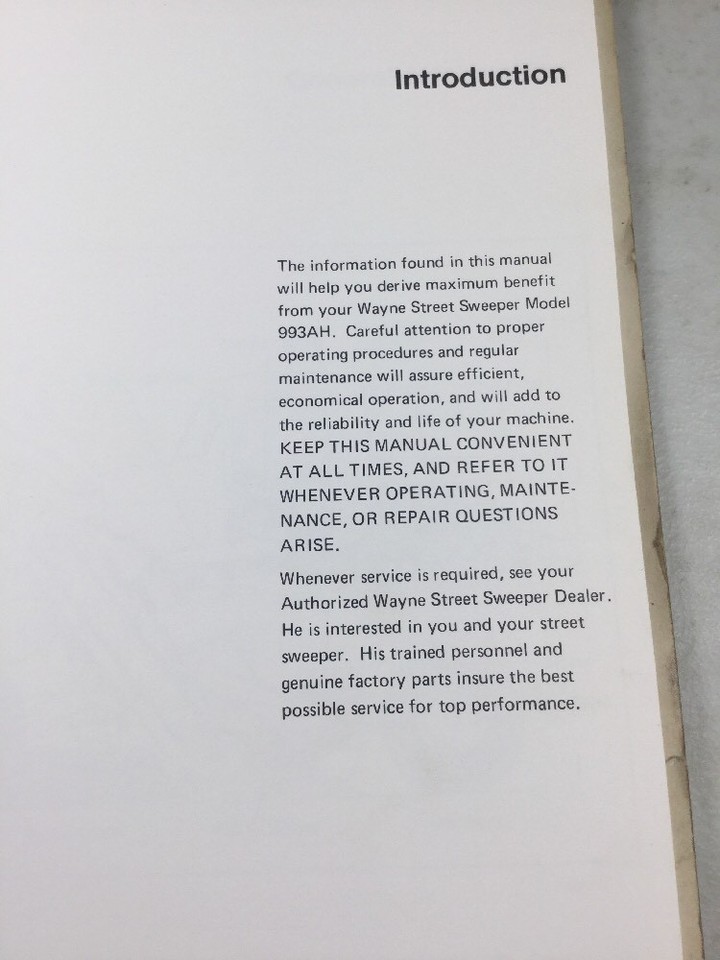 FMC, Wayne Model 993 AH Sweeper Service Manual | eBay