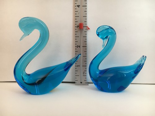 Vintage 1970s Art Glass Blue Swans Made in Sweden - Lot of 2 | eBay