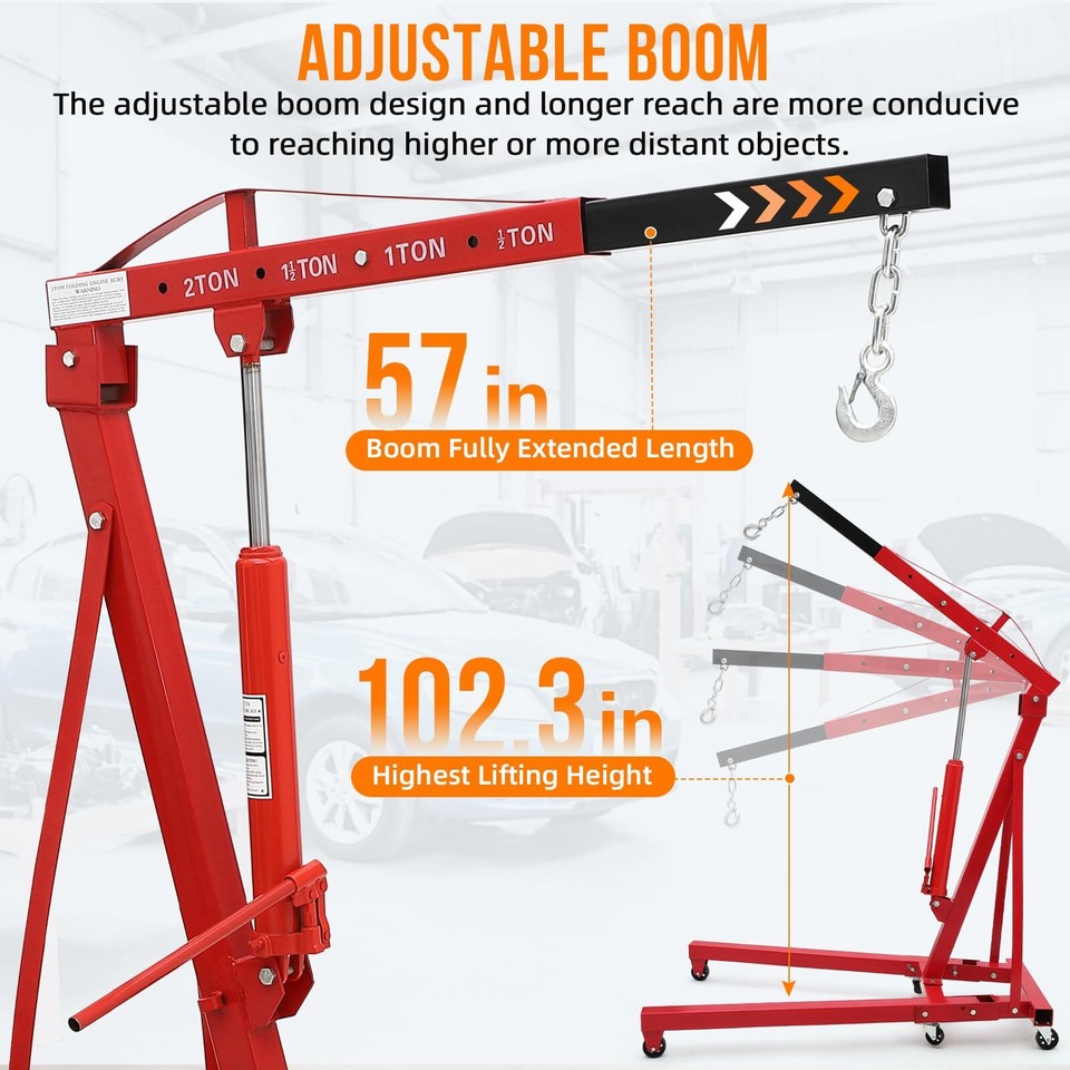 2Ton/4400lbs Hydraulic Engine Hoist Lift Folding Engine Shop Crane ...