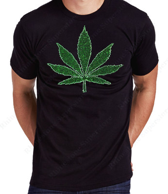 Unisex / Men's Rhinestone " Marijuana, Cannabis Weed Leaf " T-Shirt | eBay