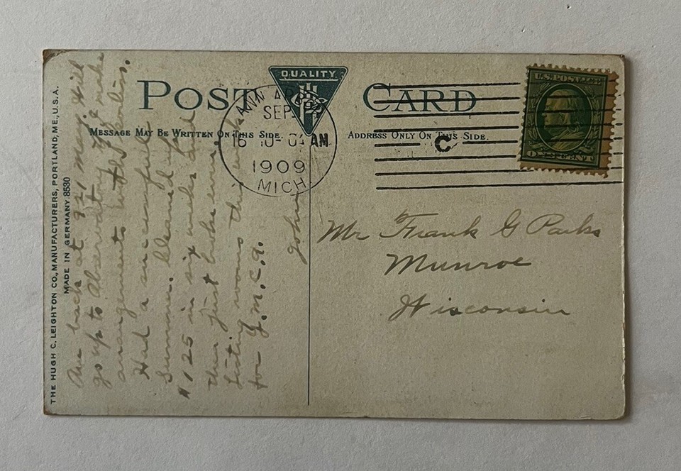 Rare 1909 University of Michigan Football Postcard Ferry Field Block M ...